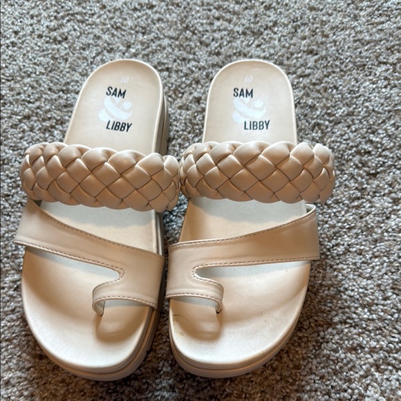 Sam & Libby | Shoes | Sam Libby Cream Braided Sandals With Toe Loop ...